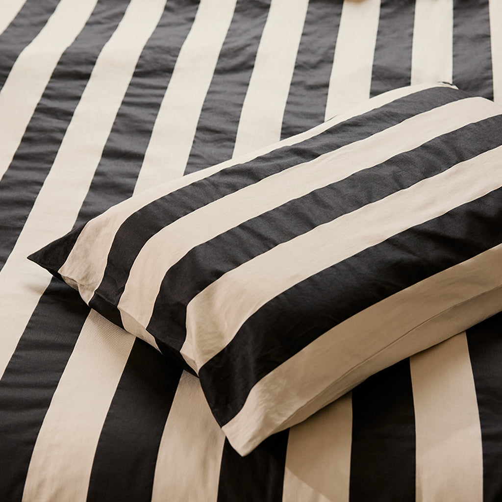 Superette | Vanilla Bean Stripe Pillowcase Pair - Black And White