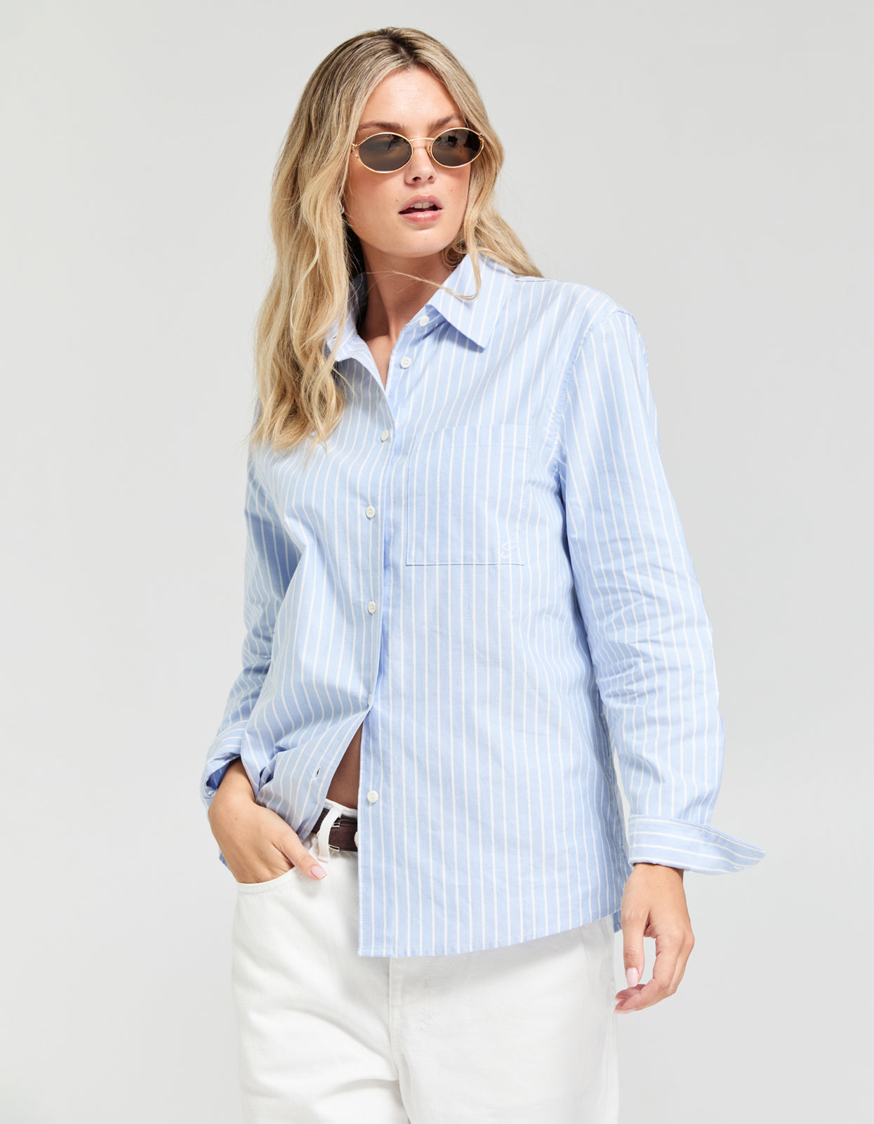Jane Shirt - Oxford Blue Stripe – Superette