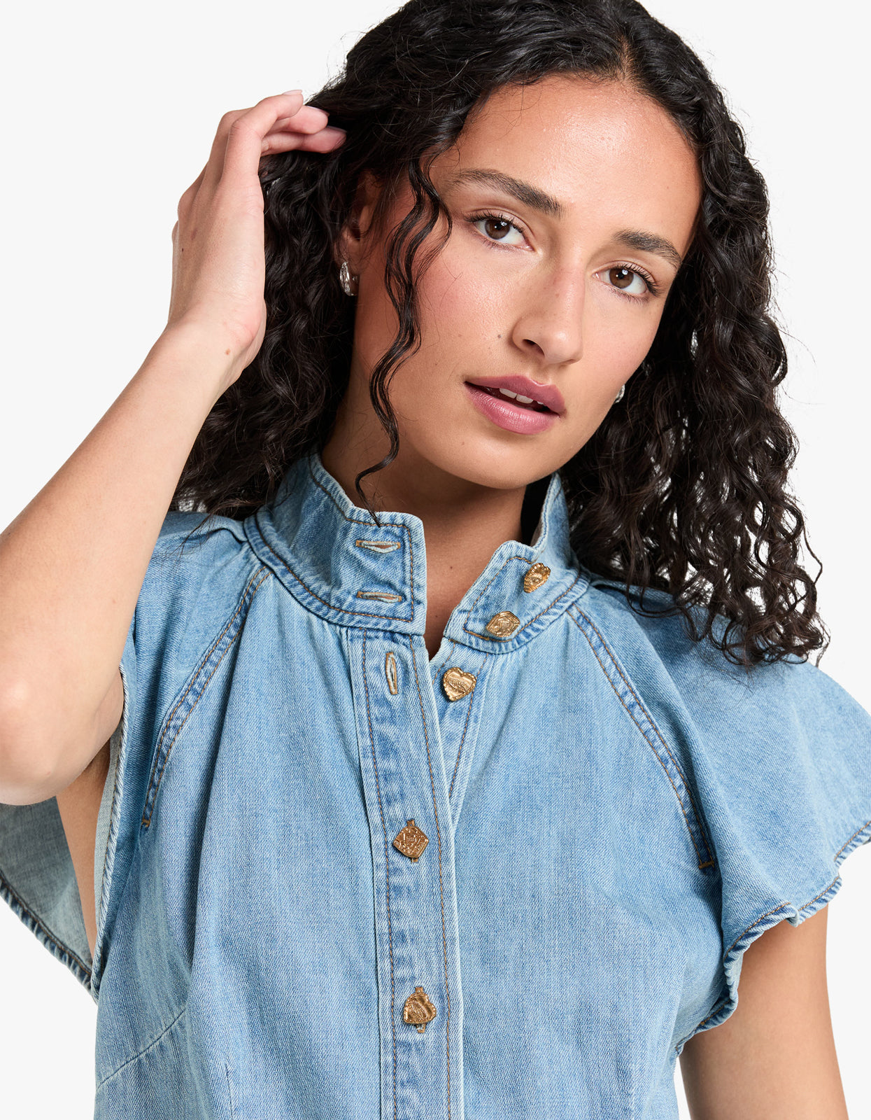 Superette | Crush Flutter Sleeve Shirt - Blue Moon