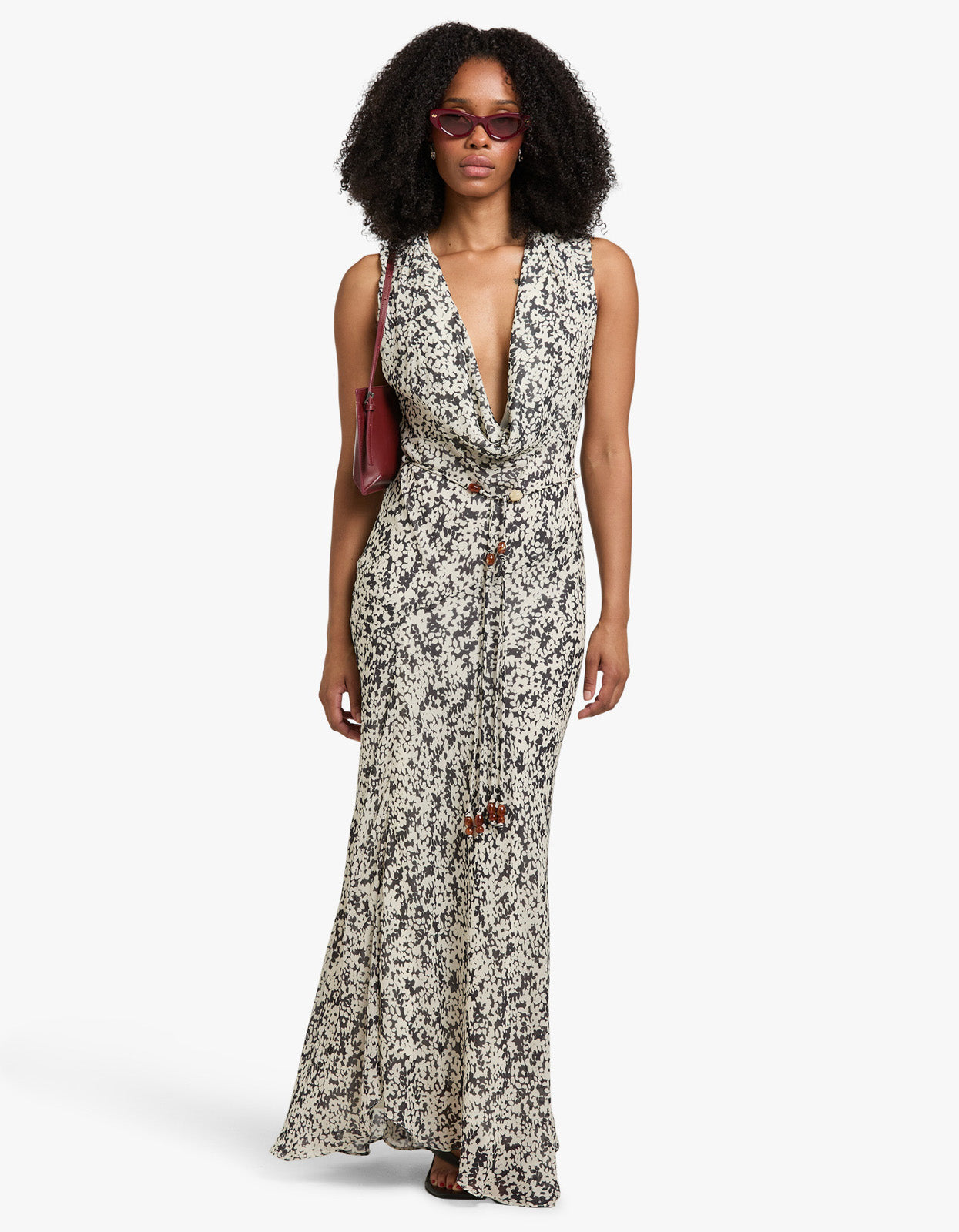 Ophelia Low Cowl Maxi Dress - Pavement Multi – Superette